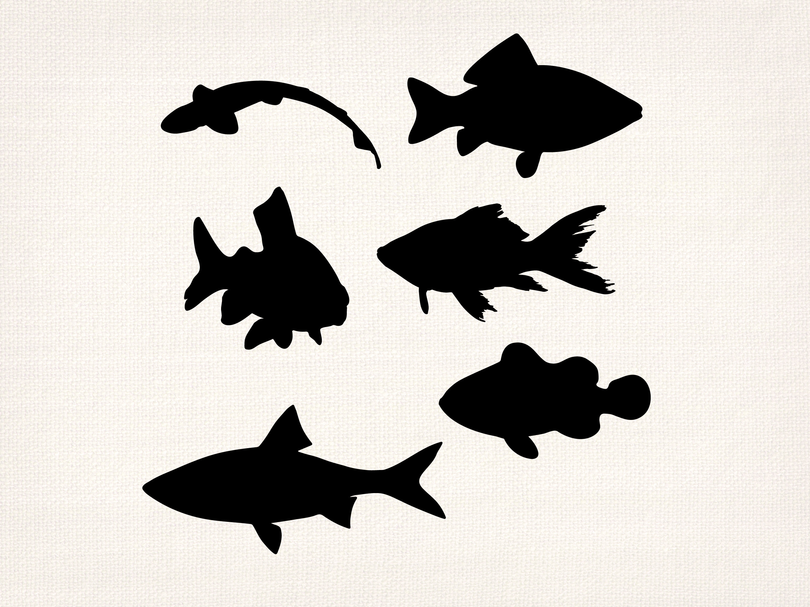 Fish Silhouette SVG Vector Clipart Fish Shape Cut Files Etsy France