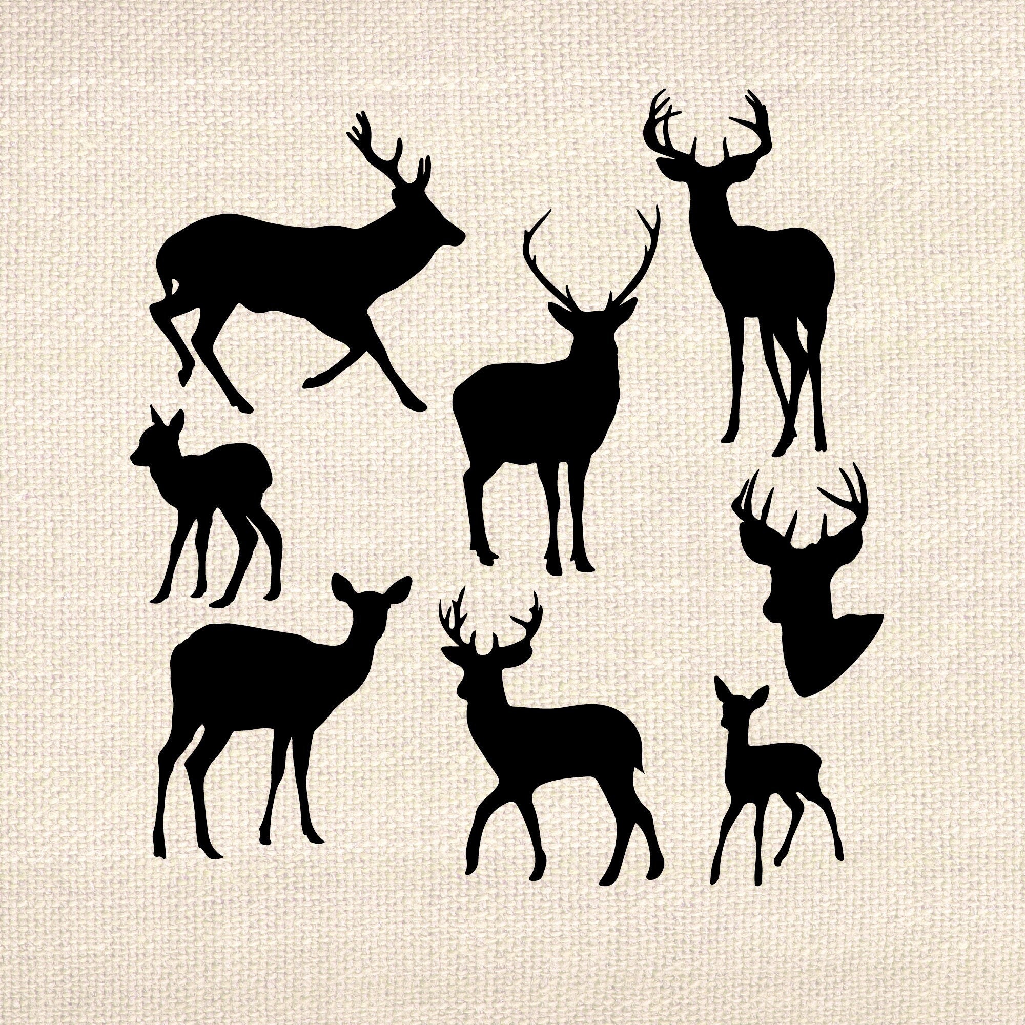 Deer Silhouette SVG Vector Clipart Deer Shape Cut Files Deer Stag Doe ...