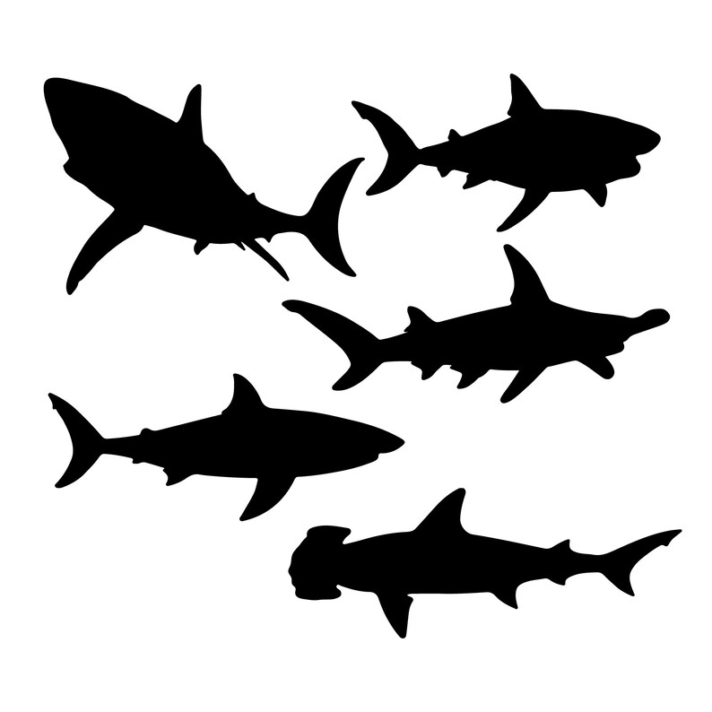 Haaiensilhouet SVG Vector clipart Haai vorm gesneden bestanden zeedier ...