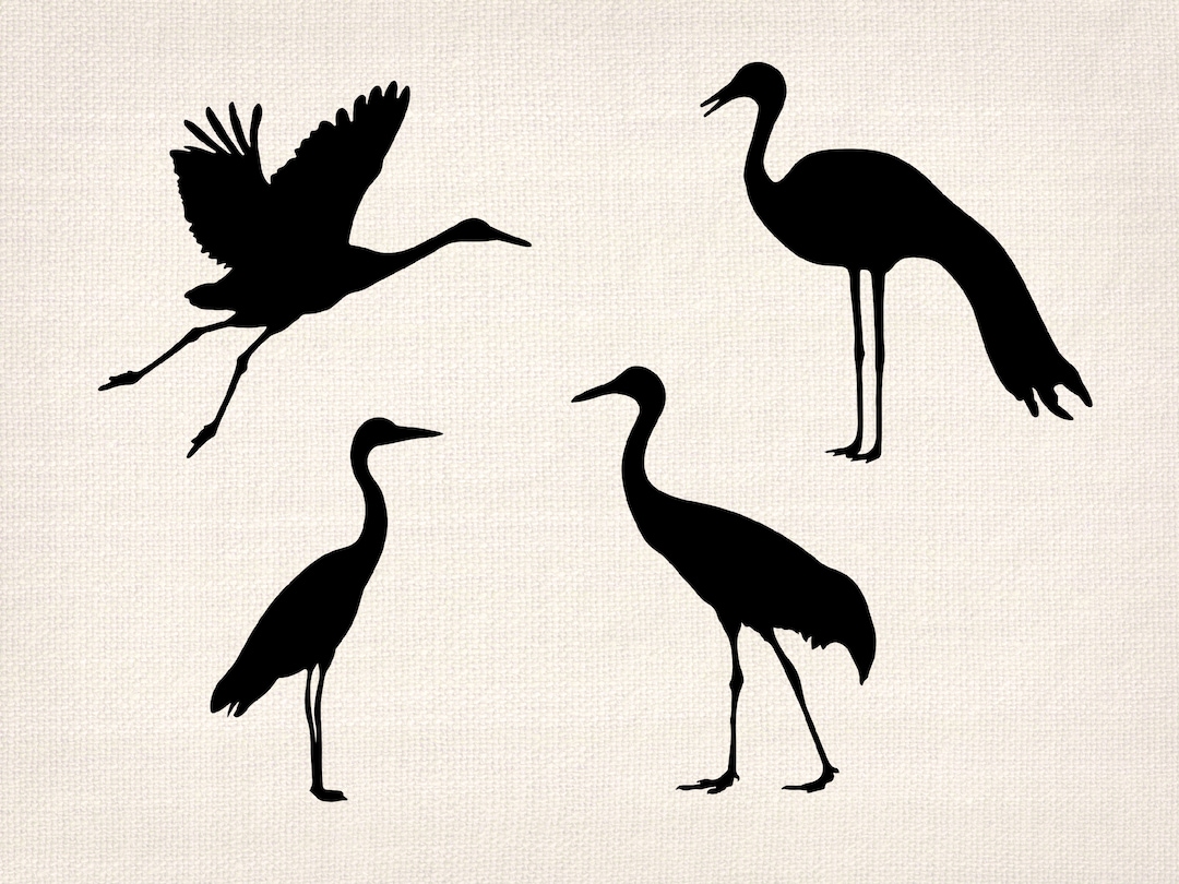 Crane Bird SVG Vector Clipart Crane Bird Shape Cut Files Bird Animal ...
