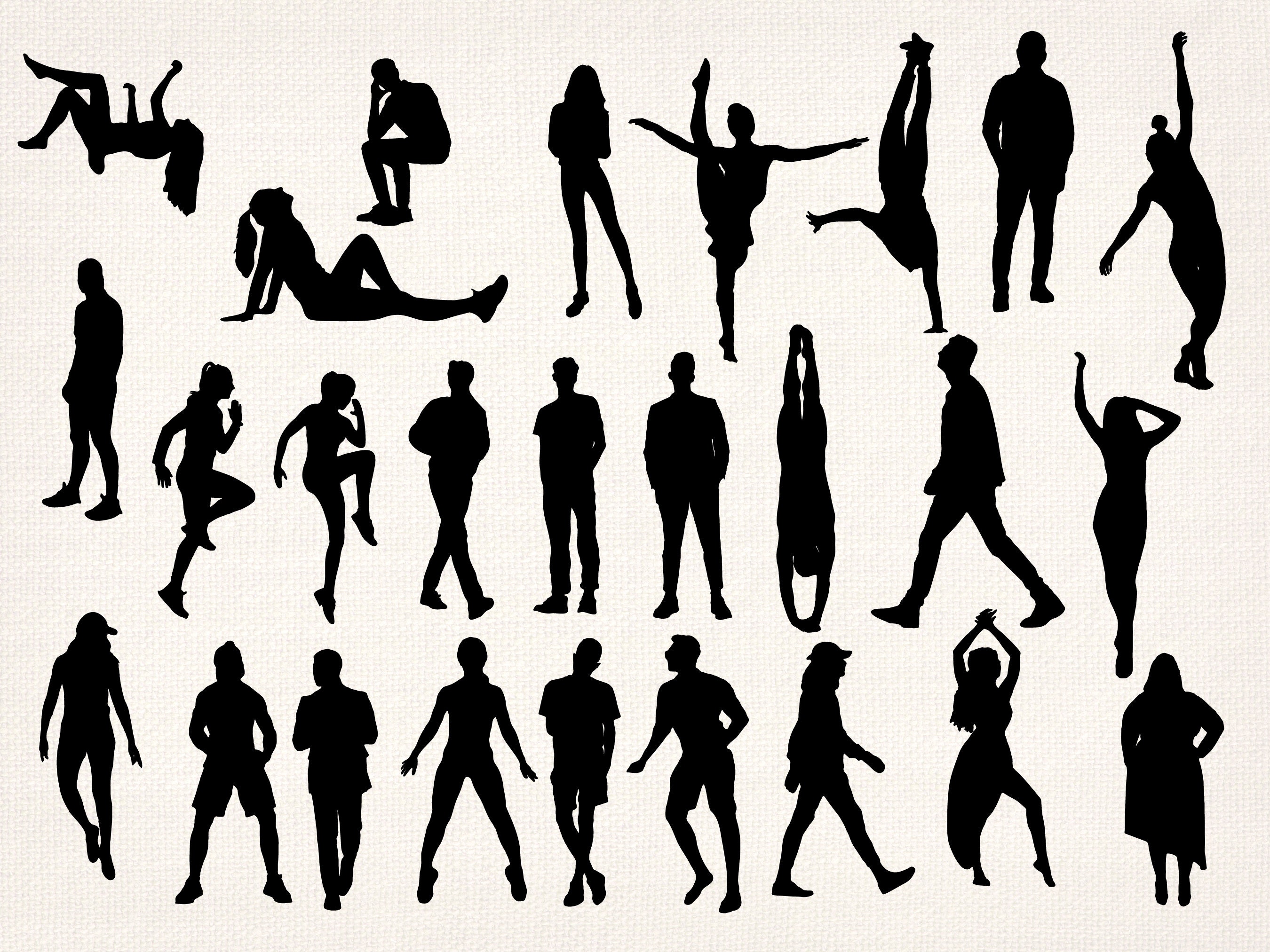 Multiple People Silhouette Svg Human Silhouette Vector Png Cricut ...