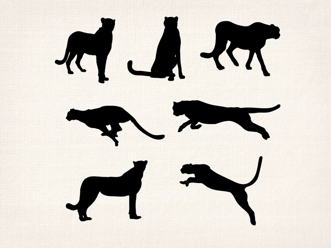 Cheetah Silhouette SVG Vector Clipart Cheetah Shape Cut Files Savanna ...