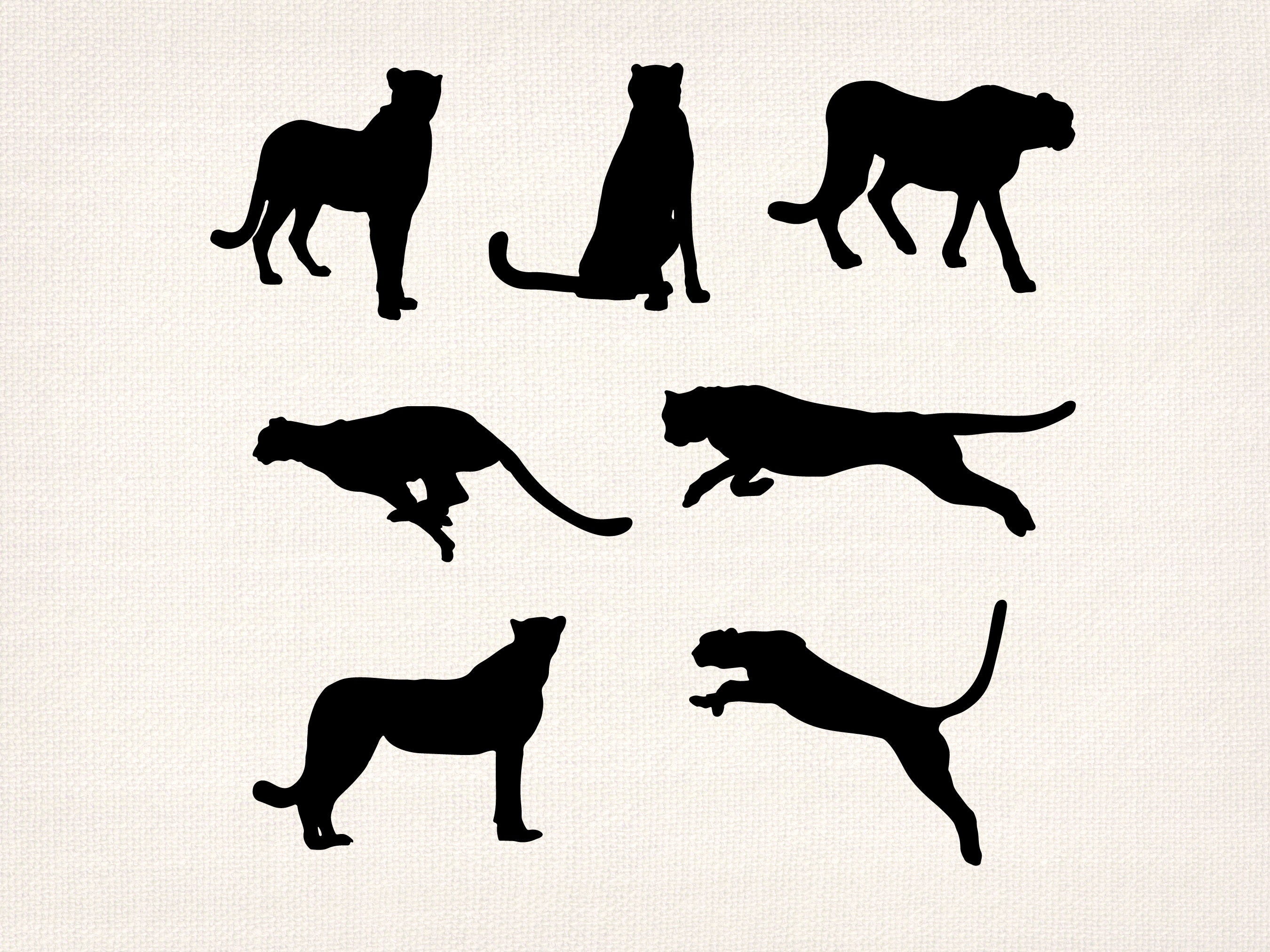 Cheetah Silhouette SVG Vector Clipart Cheetah Shape Cut Etsy