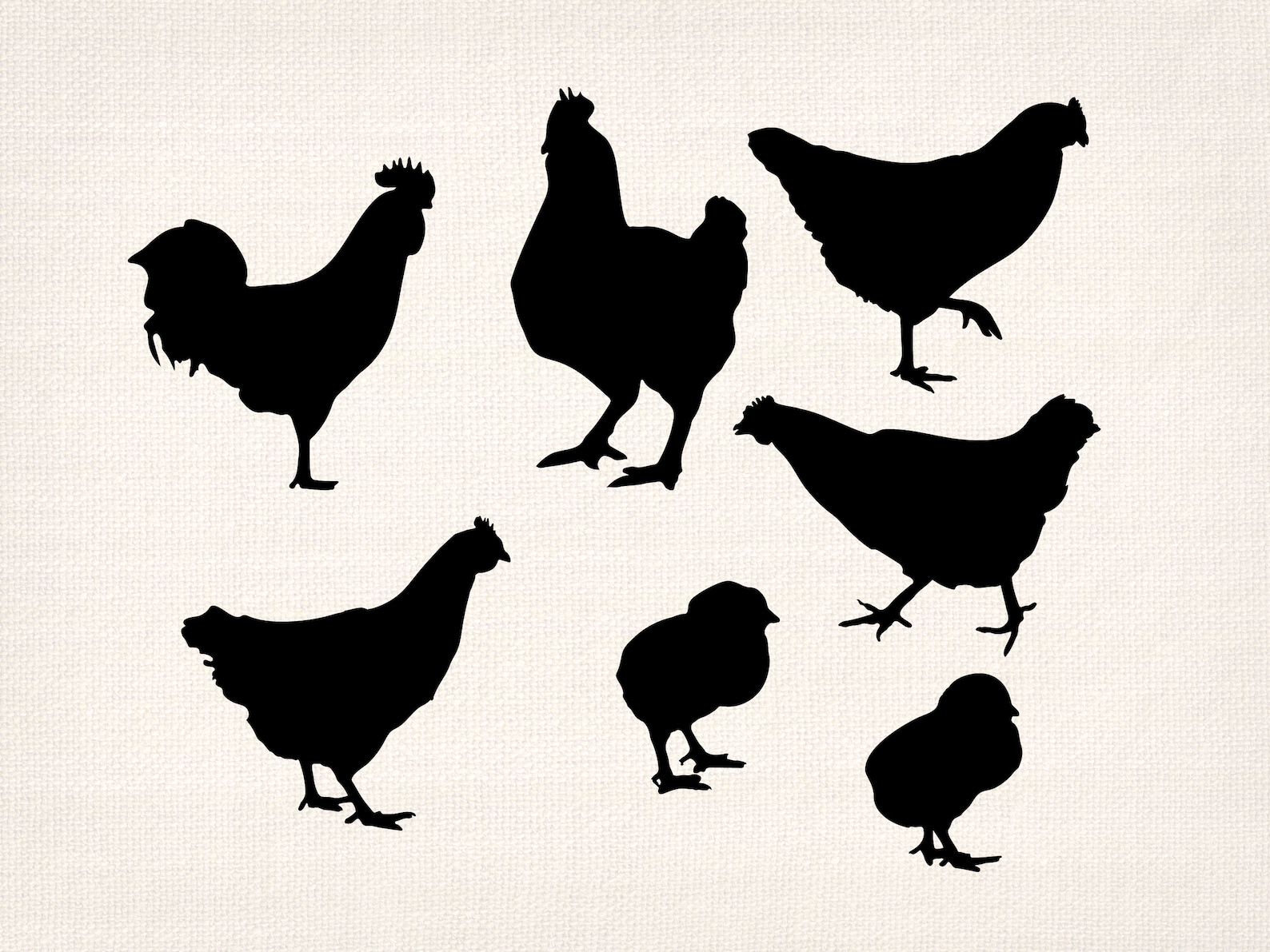 Hen and Chicken Silhouette SVG Vector Clipart chicken Hen Shape Cut ...