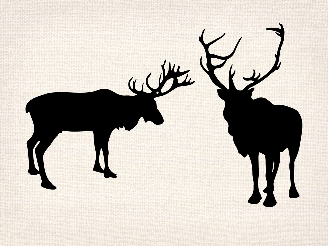 Reindeer Silhouette SVG Vector Clipart Reindeer Shape Cut Files Animal ...