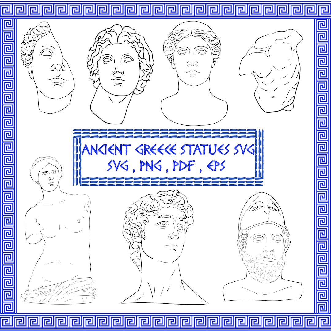 Ancient Greece Statues SVG Pack SVG Cut File Svg Pdf Eps Png Hand Drawn ...