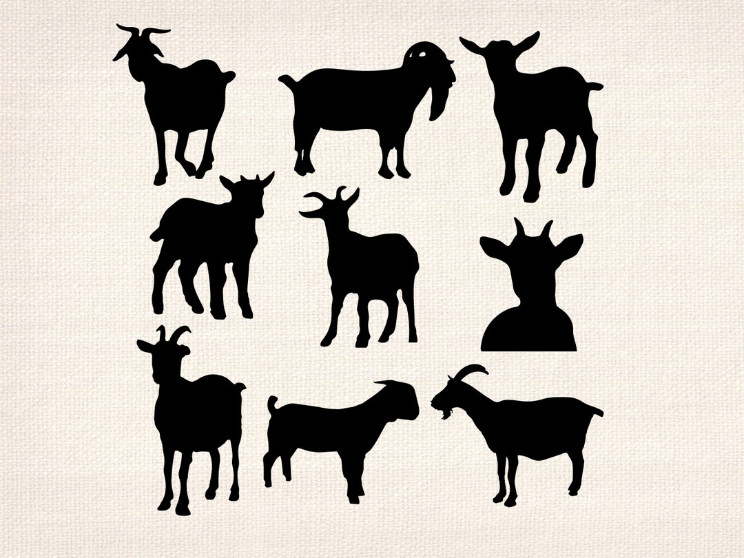 Goat Silhouette SVG Vector Clipart Goat Shape Cut Files Goat Animal Svg ...