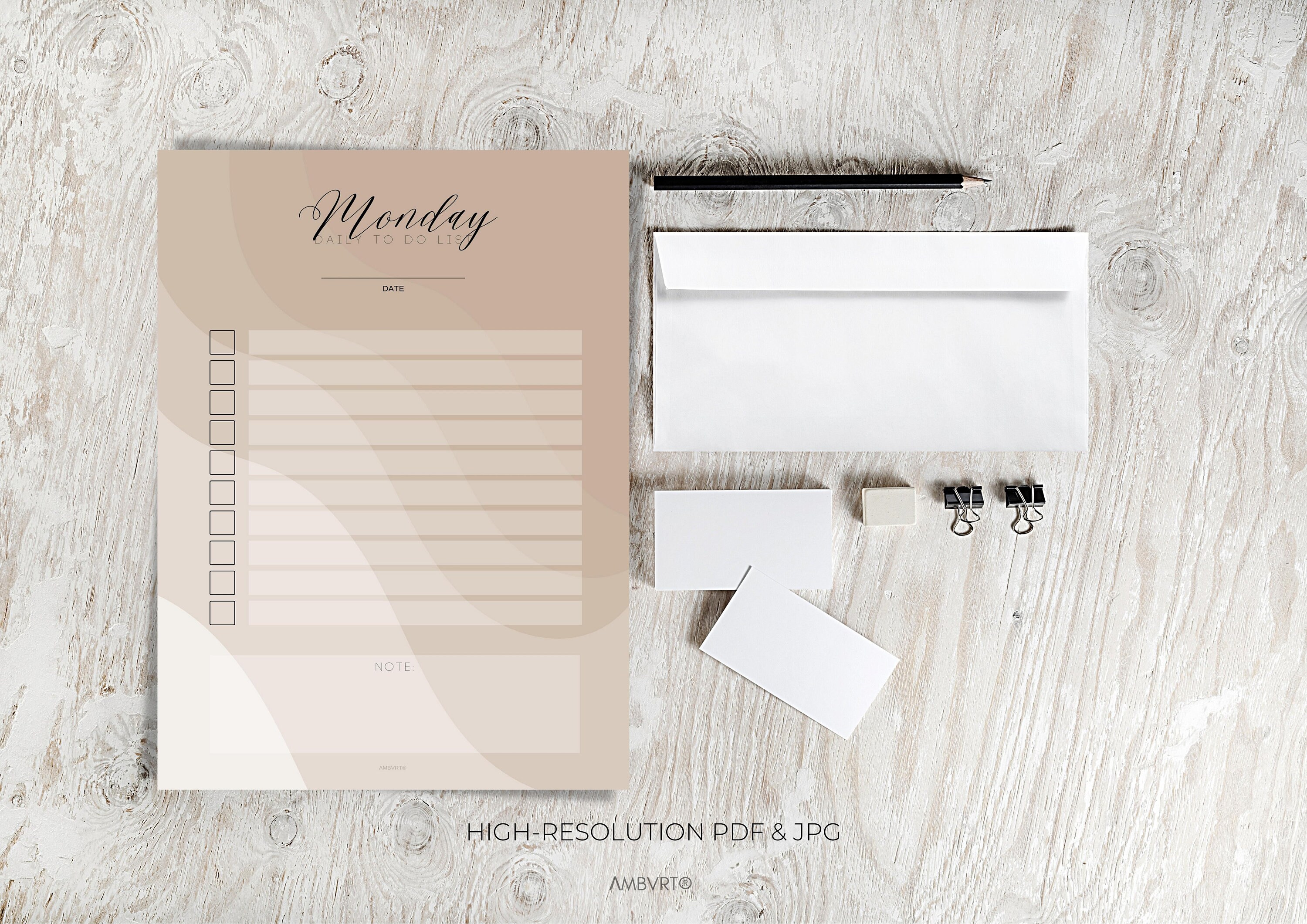 Aesthetic Daily to Do List Printable, Abstract Beige Daily Planner ...