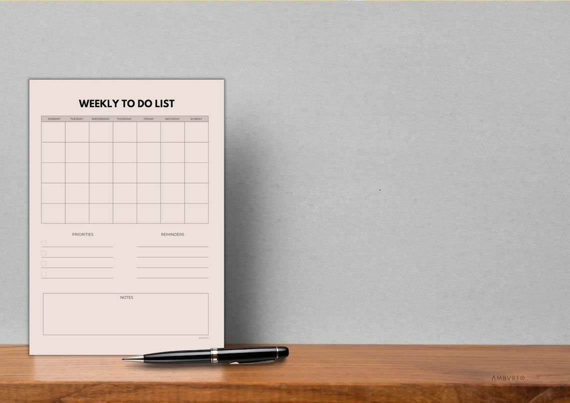 Minimalist Weekly to Do List Printable Weekly Task Template - Etsy