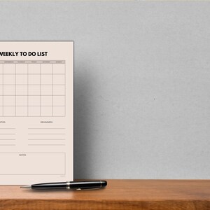 Minimalist Weekly to Do List Printable, Weekly Task Template, Weekly ...