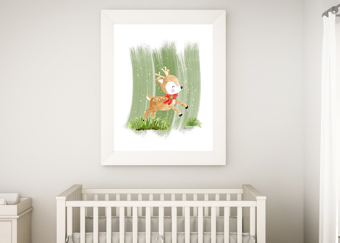 Baby Reindeer Printable Wall Art Nursery Wall Decor - Etsy