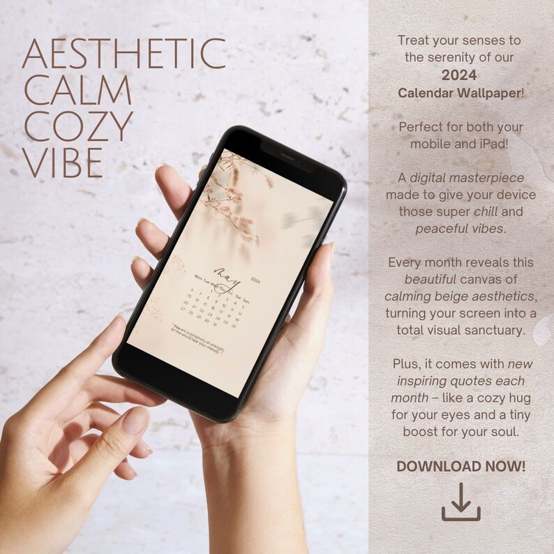 Beige Aesthetic 2024 Mobile Calendar Wallpaper, iPhone Wallpapers, Calm ...
