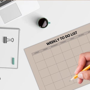 Minimalist Weekly to Do List Printable, Weekly Task Template, Weekly ...