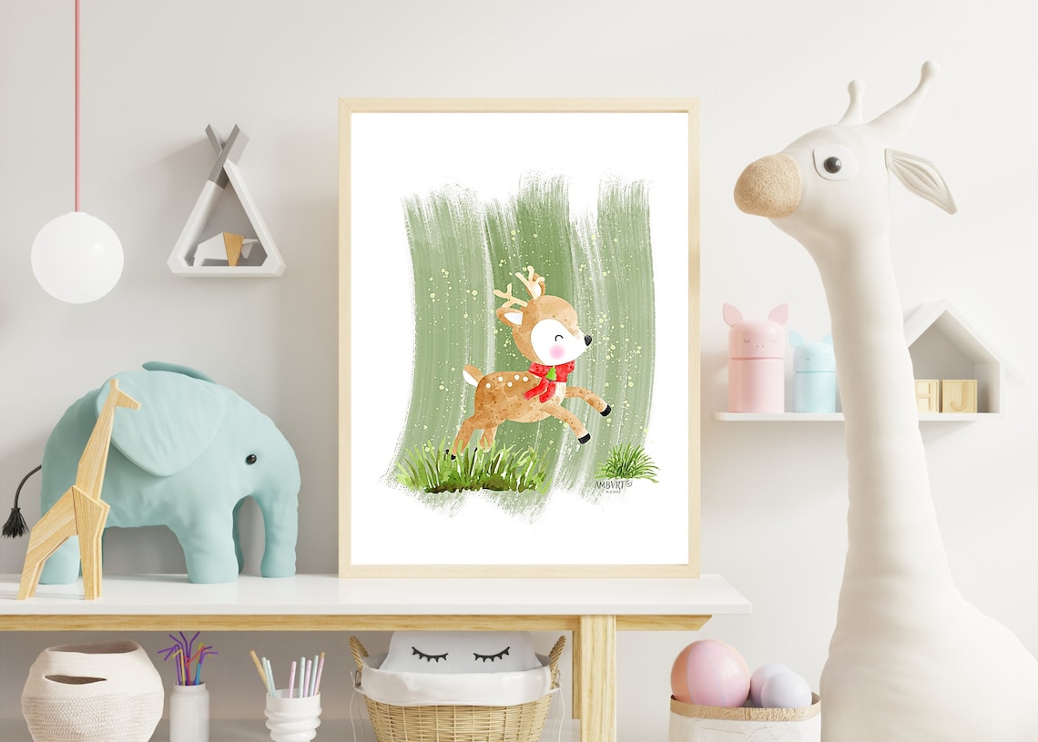 Baby Reindeer Printable Wall Art Nursery Wall Decor - Etsy