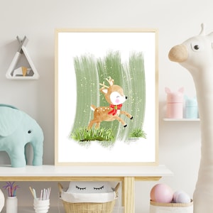 Baby Reindeer Printable Wall Art, Nursery Wall Decor, Watercolor ...