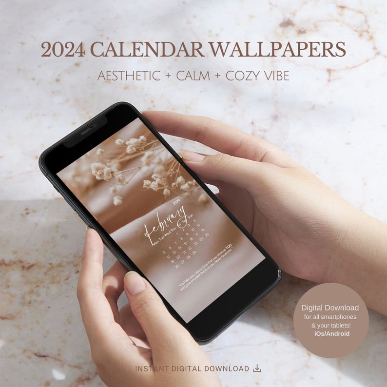 Beige Aesthetic 2024 Mobile Calendar Wallpaper, iPhone Wallpapers, Calm, Cozy Vibe, Inspiring ...
