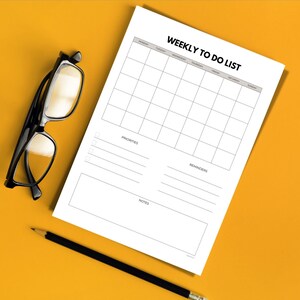 Minimalist Weekly to Do List Printable, Weekly Task Template, Weekly ...