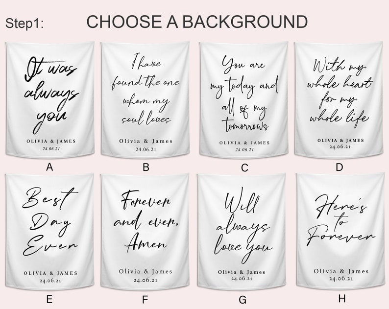 Wedding Quote Wall Tapestry, Wedding Backdrop White Quote, Wedding Wall ...