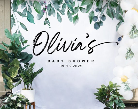Greenery Baby Shower Backdrop Photo Booth Backdrop Baby - Etsy
