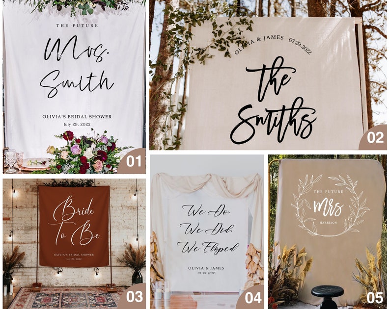 Wedding Last Name Banner Boho Bridal Shower Decorations - Etsy