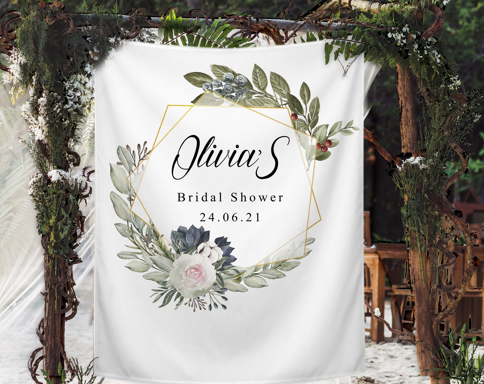 Custom Bridal Shower Backdrop Rustic Wedding Backdrop Custom | Etsy