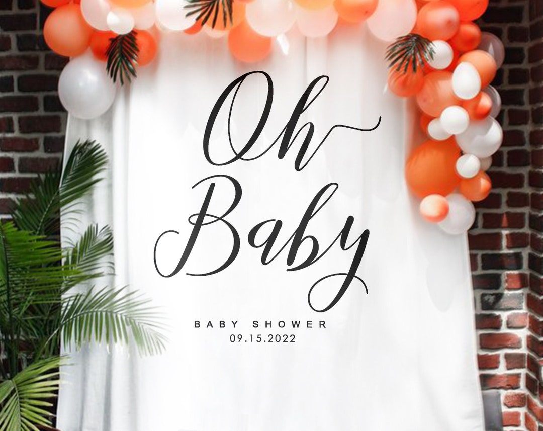 Personalized Baby Shower Backdrop, Oh Baby Tapestry, Boho Baby Shower ...