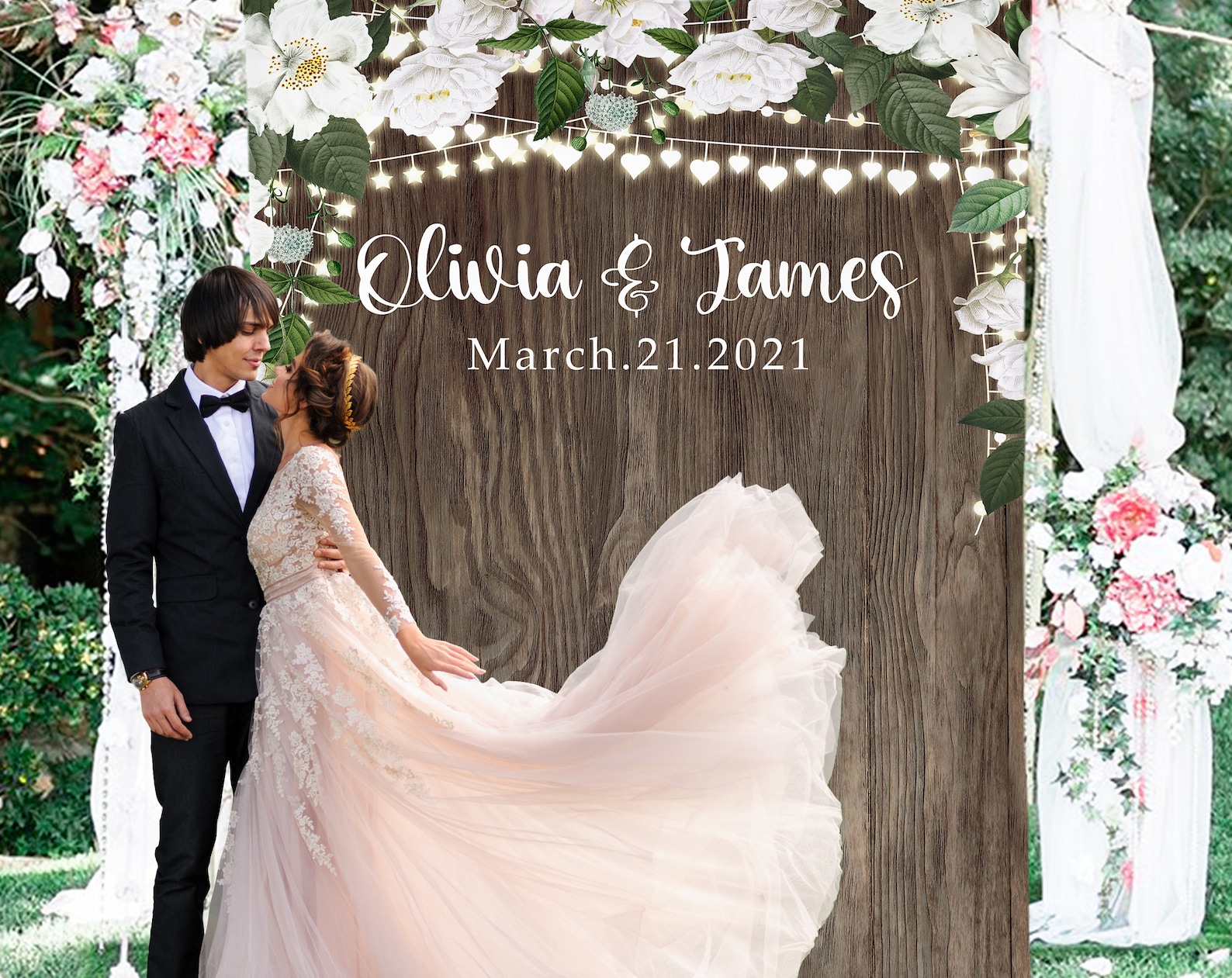 Rustic Wedding Backdrop Rustic Wedding Decor LightsWedding | Etsy