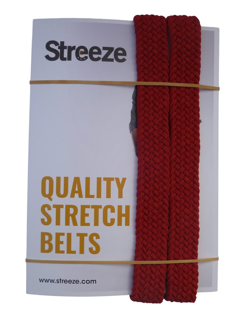 25mm Red Ladies Elasticated Stretch Belt With Gold Buckle | Available ...