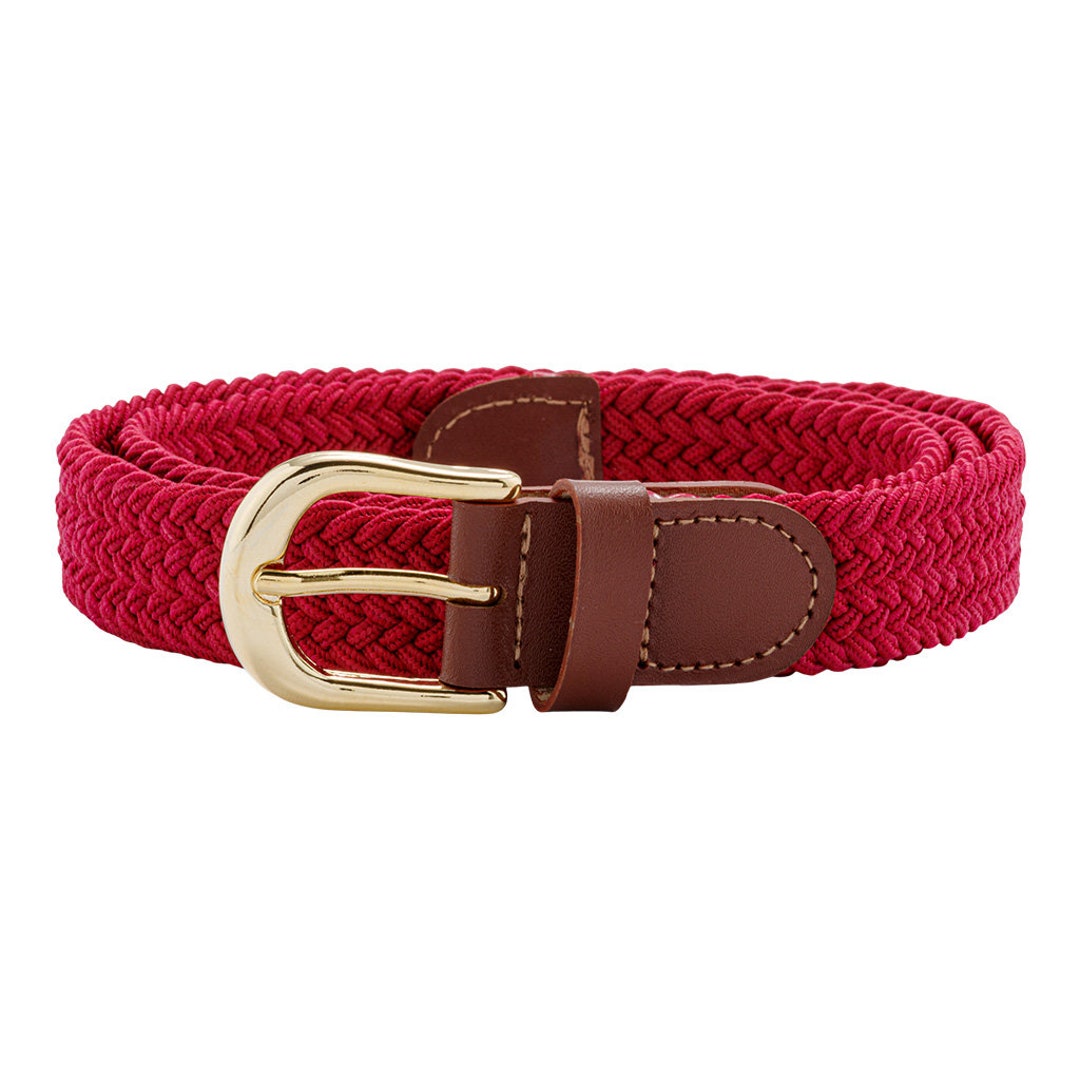 25mm Red Ladies Elasticated Stretch Belt With Gold Buckle | Available ...