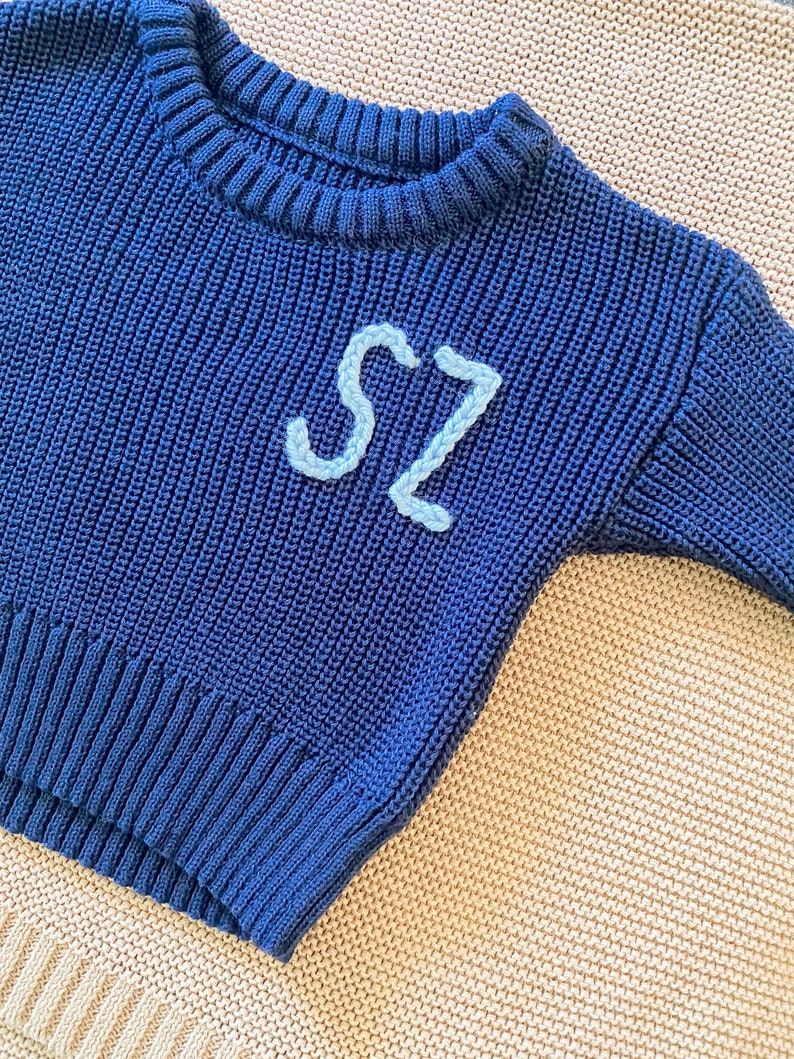 Personalized Baby Sweater hand Embroidered Name Knit - Etsy
