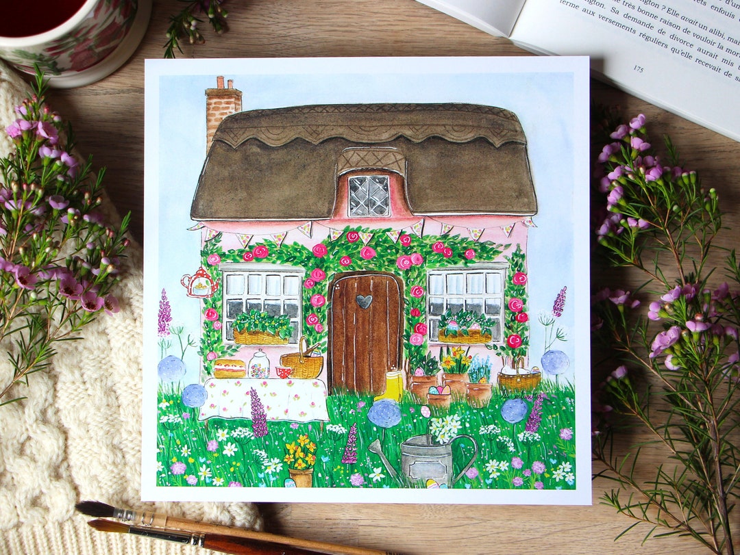 The White Rabbit Cottage Art Printing Watercolor - Etsy