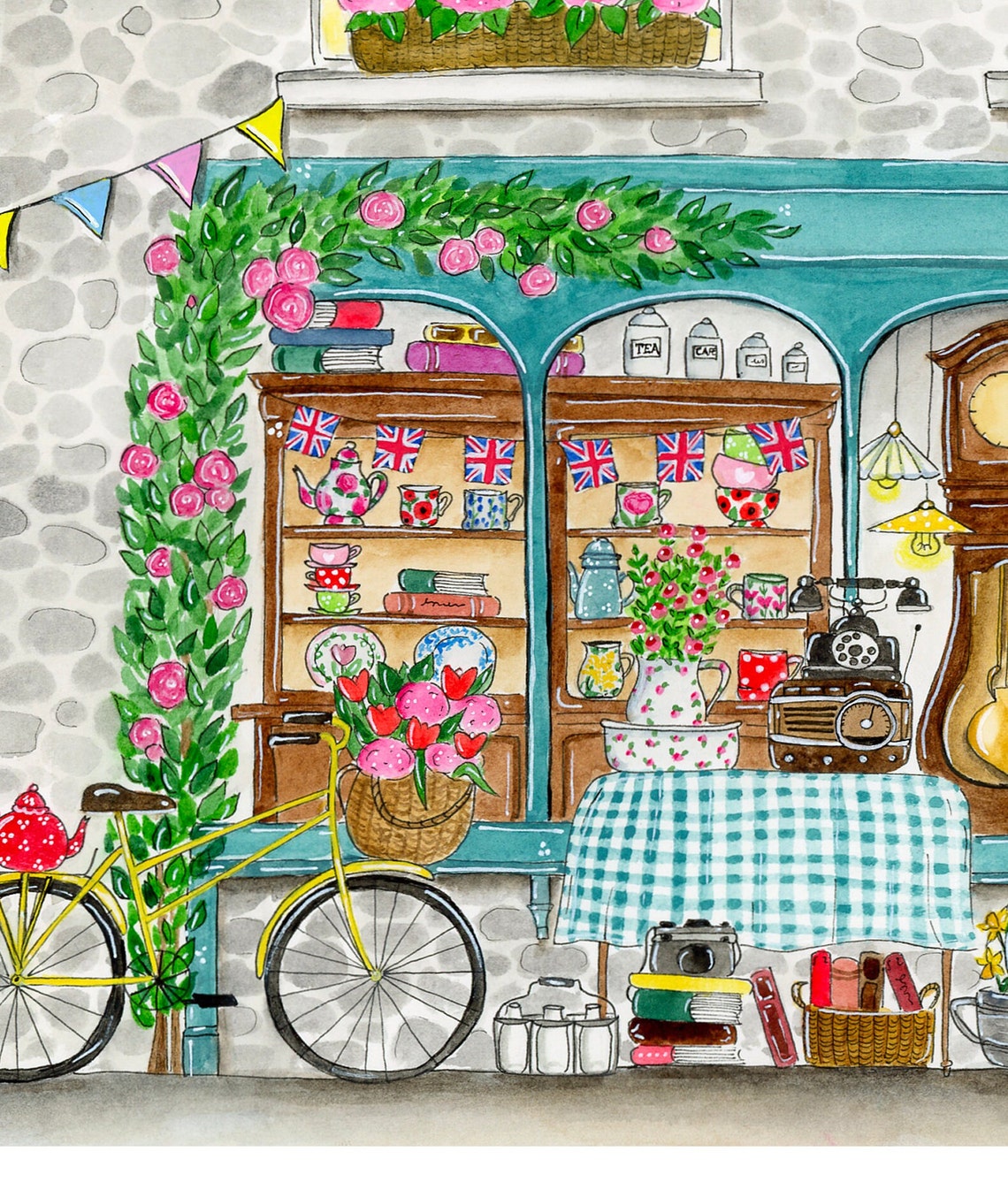 The Small Antique Shop Art Printing Watercolor | Etsy