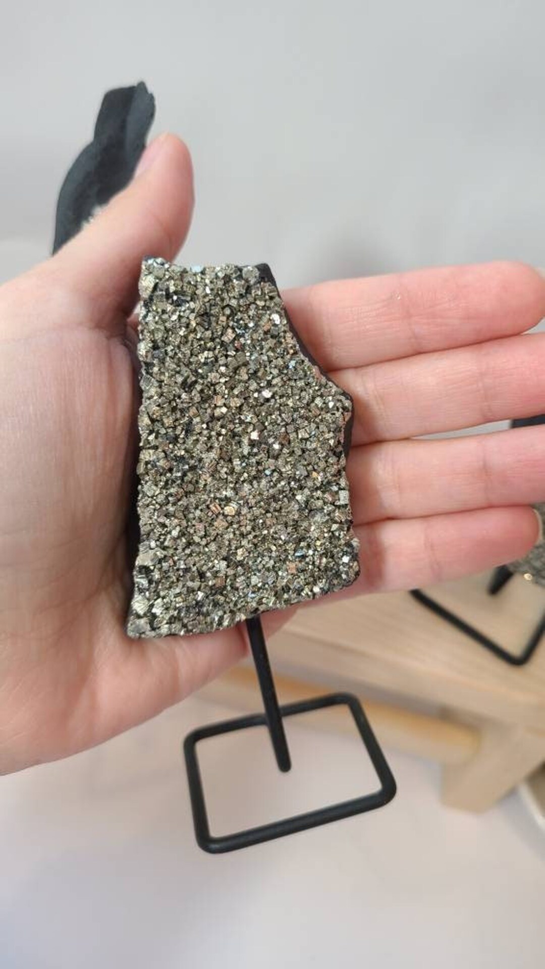 Pyrite on Basalt Matrix With Metal Stand. Crystal. Healing Stones - Etsy