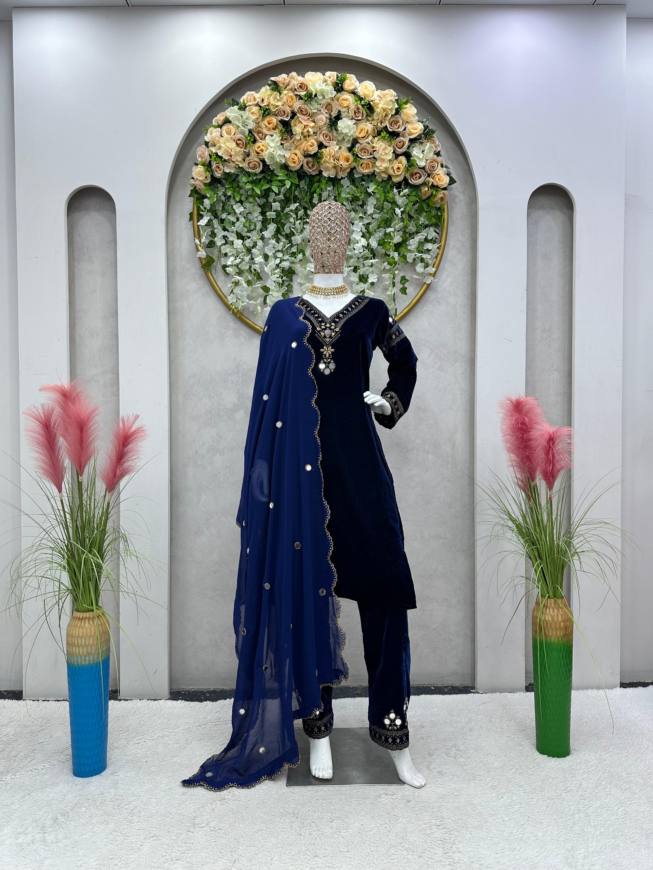 Alia Bhatt Royal Blue Velvet Ceremony Salwar Suit - Etsy