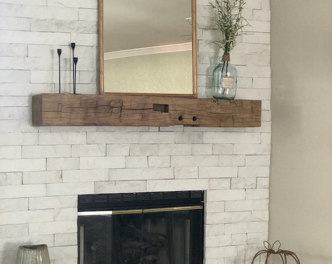 6x6x5ft Authentic Hand Hewn Mantel W/ Heavy-duty Floating Bracket ...