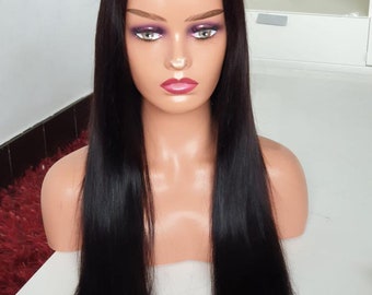 24 Inch Long Middle Straight Part Human Hair Wig With - Etsy