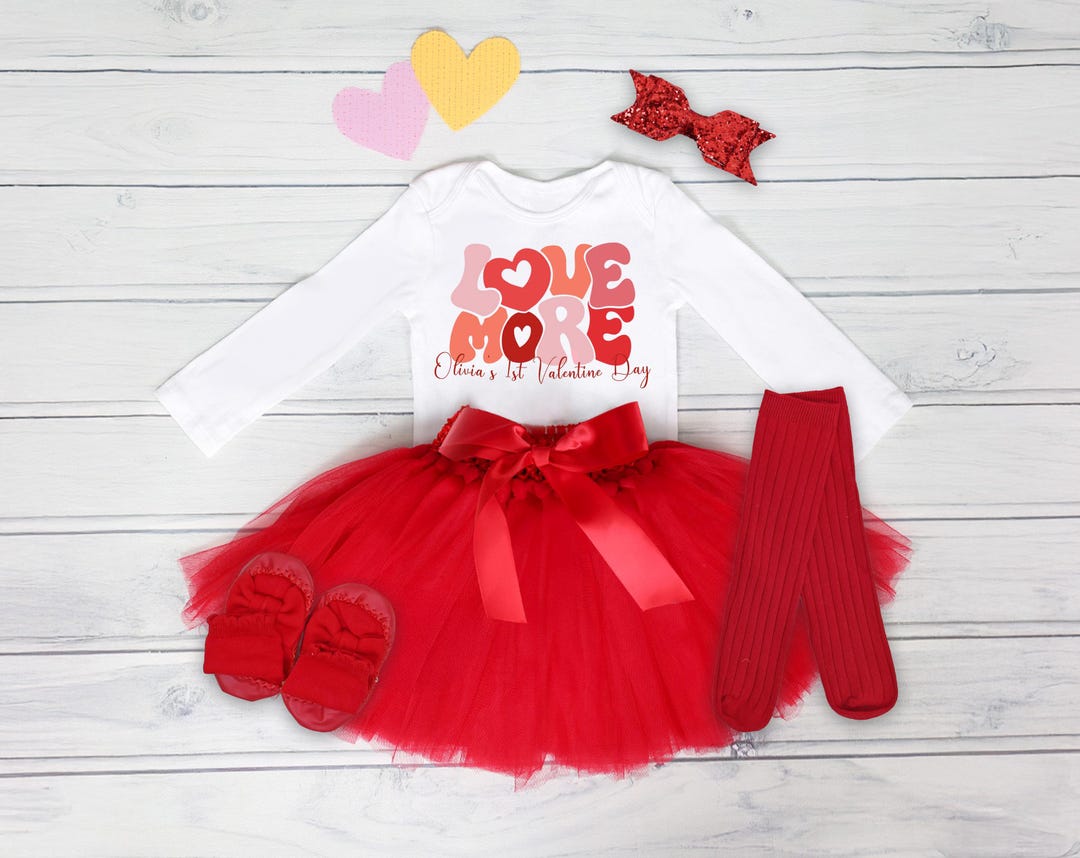 Love More Bubble Tutu Dress, First Valentine Day Outfit Set, Valentines ...