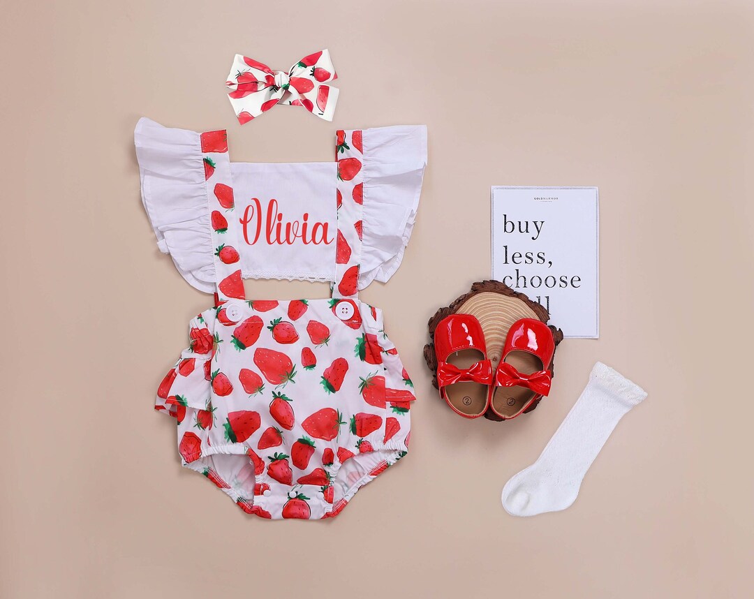Baby Girl Strawberry Outfit, Personalized Berry First Birthday Outfit ...