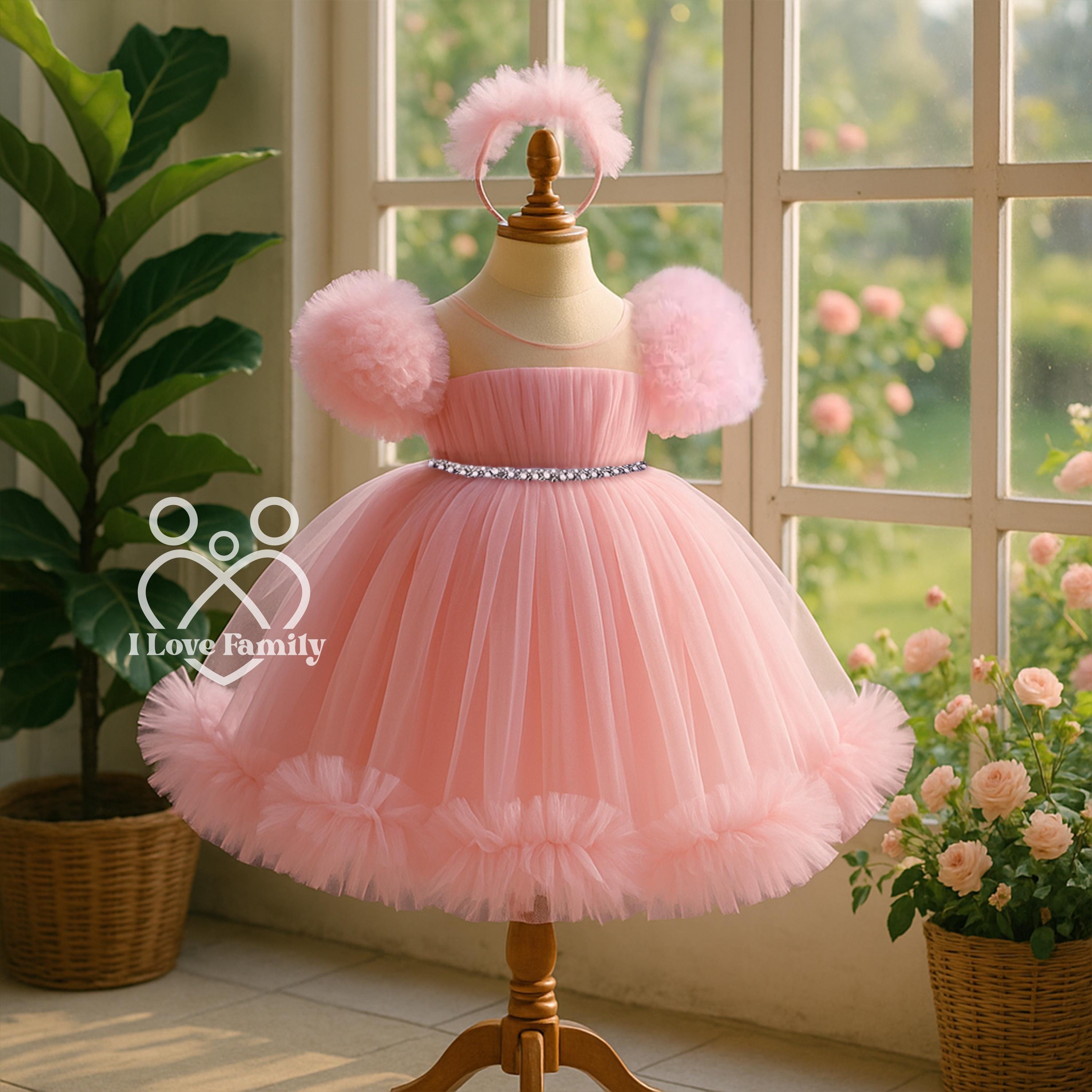 Lilac First Birthday Dress Baby Girl Toddler Fancy Lace Dress Puffy ...
