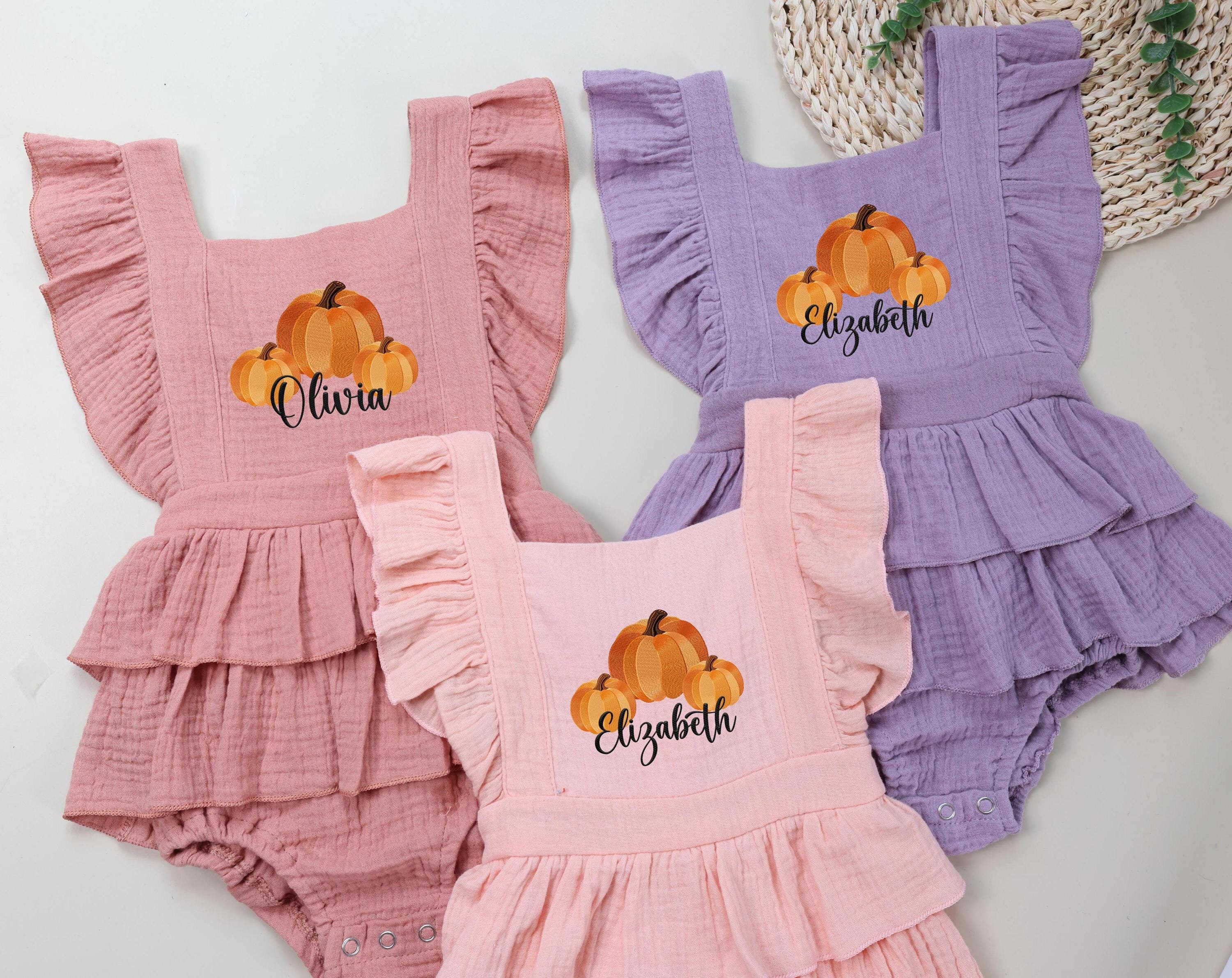 Embroidered Personalized Pumpkin Dress, Personalized Dress, Fall ...