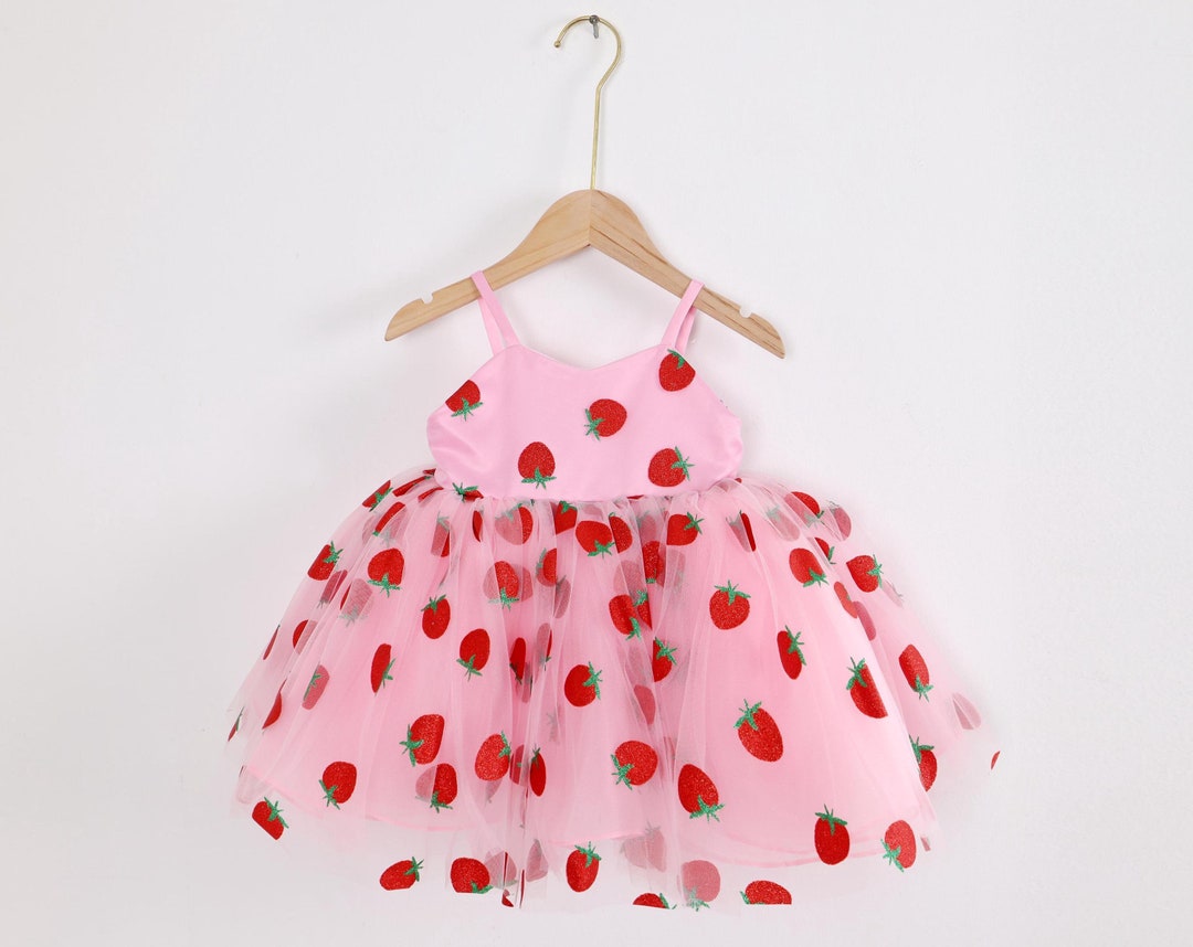 Berry First Birthday Outfit, Personalized Baby Girl Strawberry Dress ...