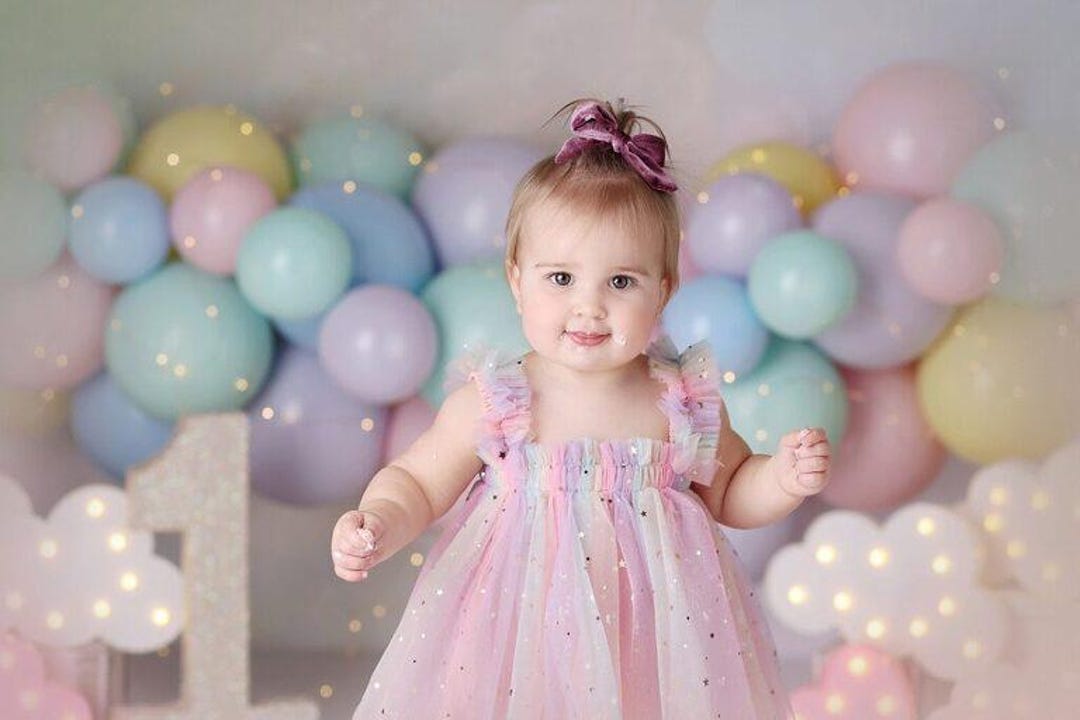 Pink Pastel Rainbow Tulle Dress, Baby Tulle, Toddler Dress With Stars ...
