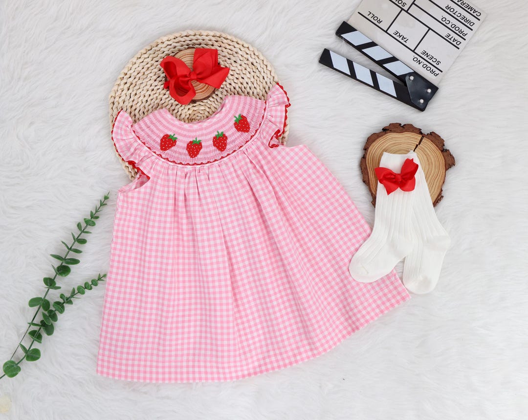 Birthday Strawberry Romper Bubble, Smocked Romper, Berry First Birthday ...