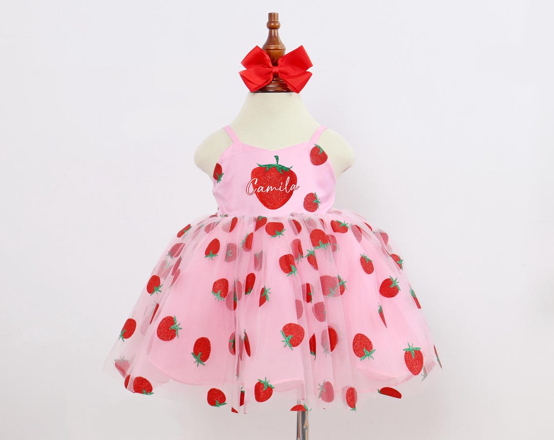Personalized Baby Girl Strawberry Dress, Berry First Birthday Outfit ...