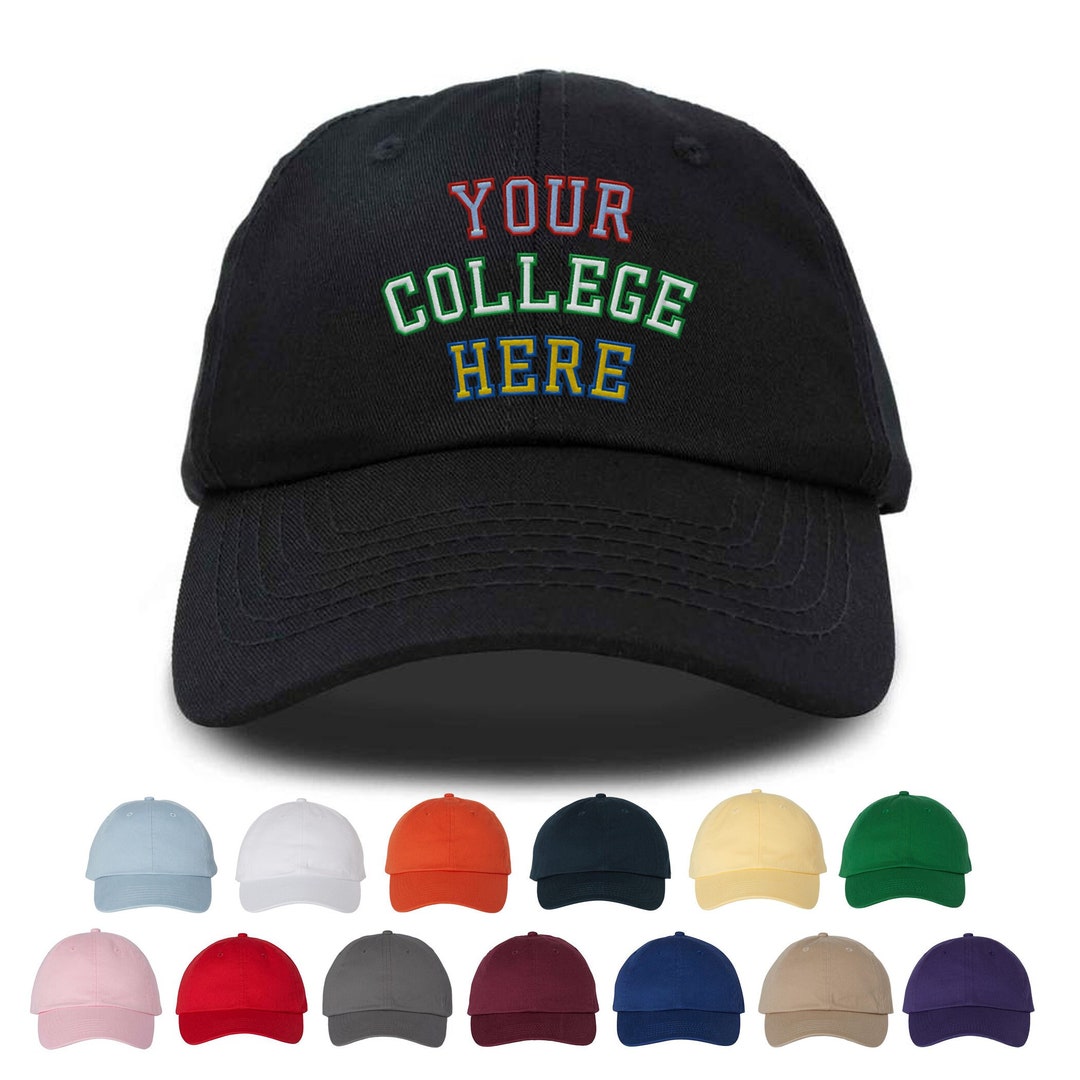 Custom College Name Embroidered Unisex Baseball Cap, Adjustable Hat ...