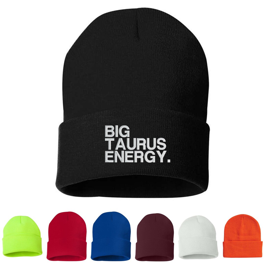 Big Taurus Energy Zodiac Sign Embroidered Unisex Beanie Cap, Skull Cap ...