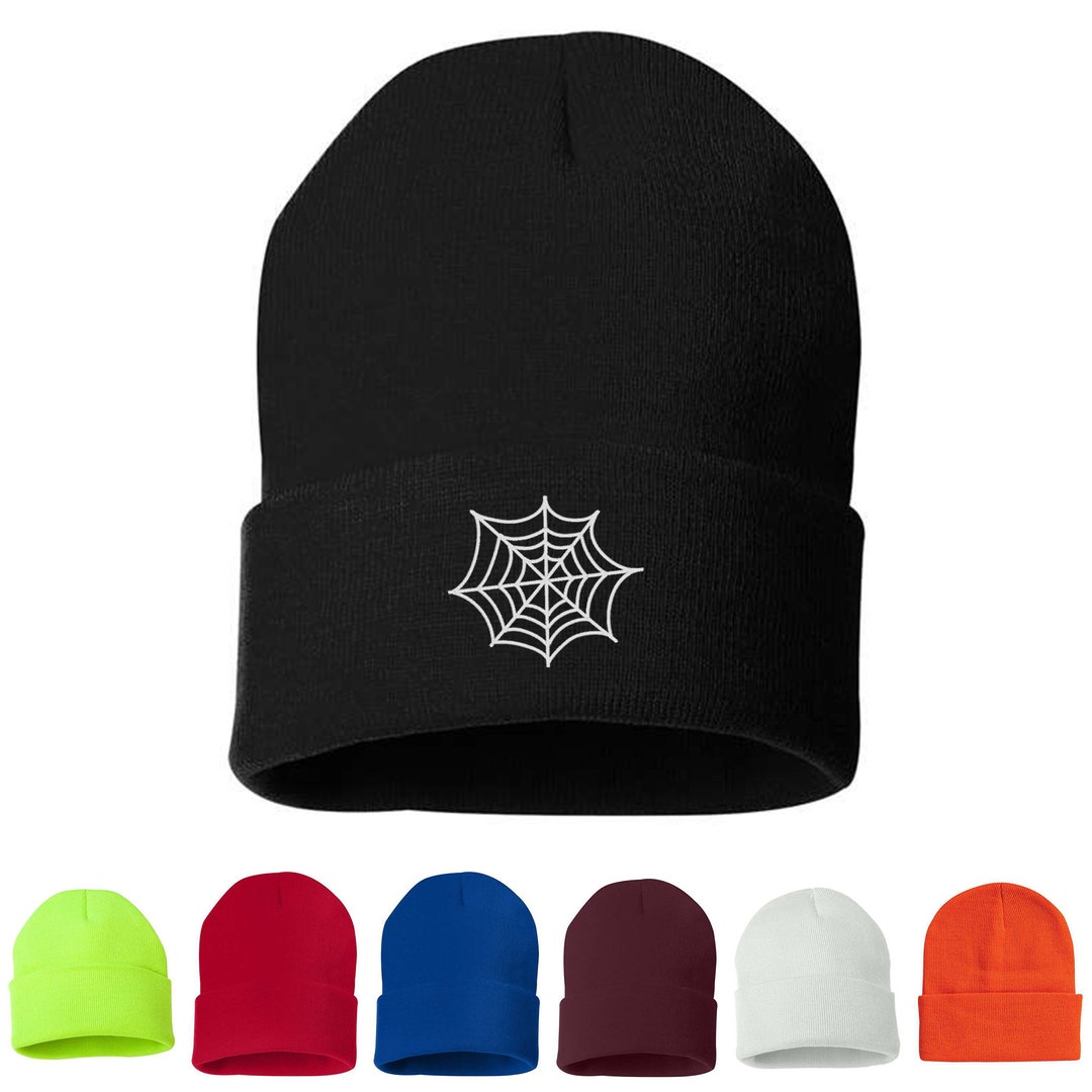 Spider Web Embroidered Unisex Beanie Cap, Skull Cap, Halloween - Etsy