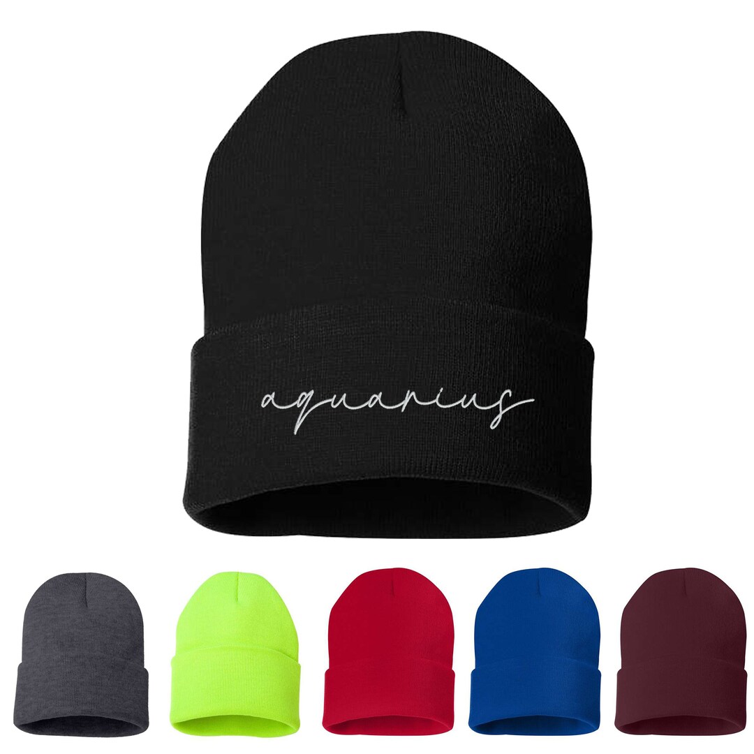 Aquarius Cursive Script, Big Aquarius Energy Zodiac Sign Embroidered ...