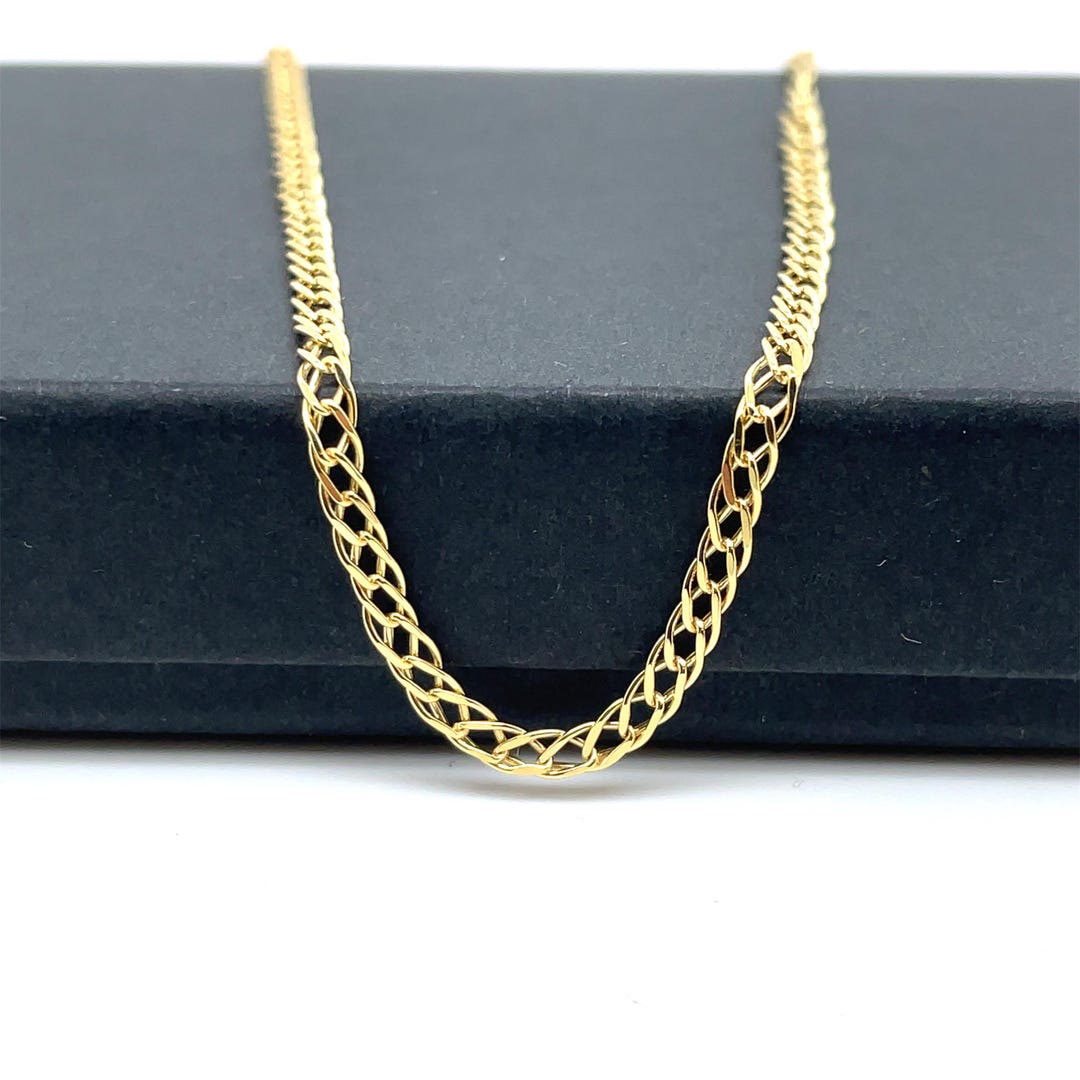 9ct Gold Double Curb Chain Necklace Link 2.5mm Ladies Womens Men's 16 ...