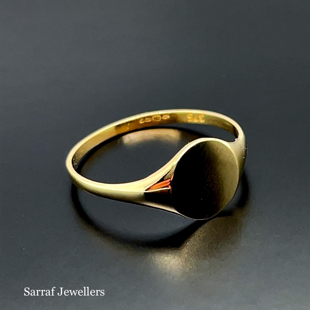 9ct Yellow Gold Signet Ring | Personalized Pinky Signet Ring | Classic ...